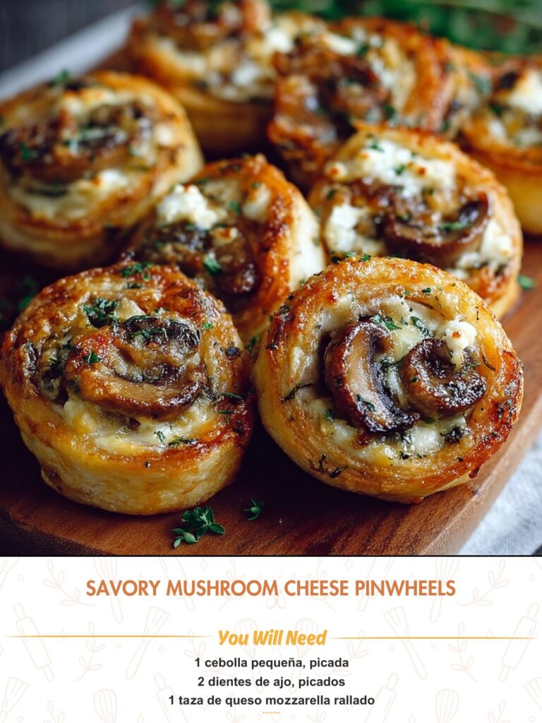 Savory Mushroom Cheese Pinwheels