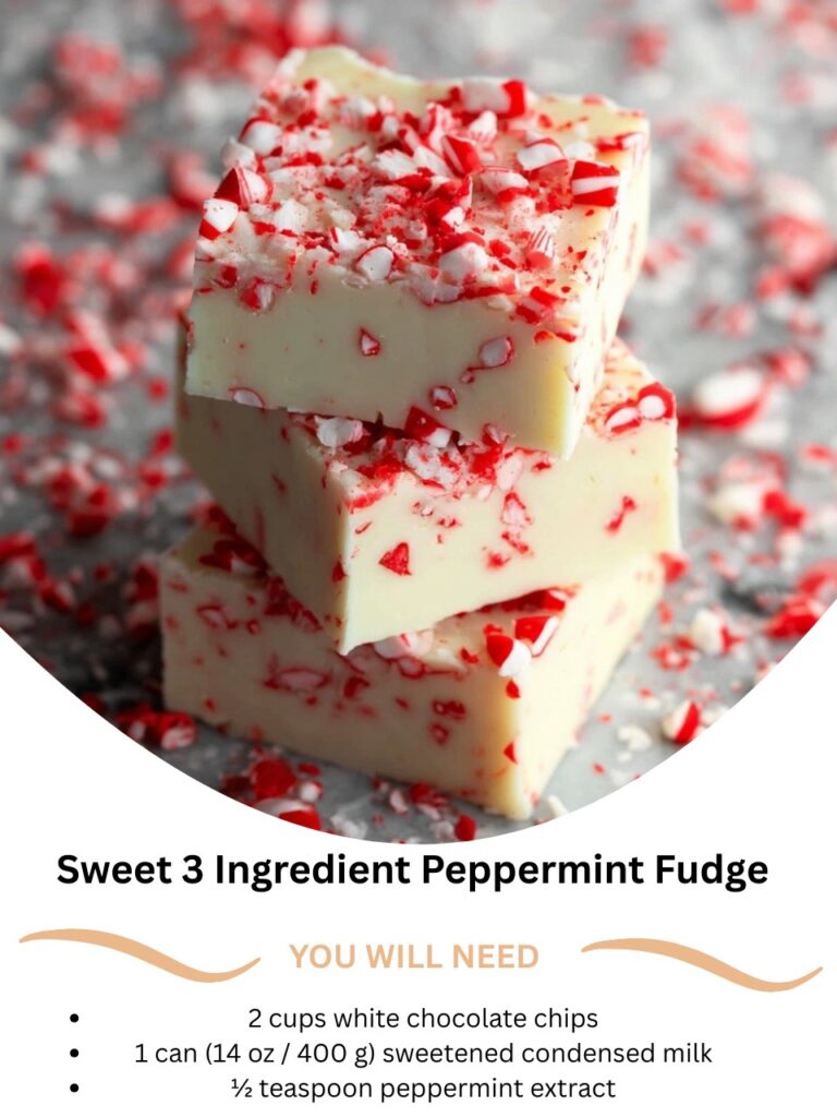 Sweet 3 Ingredient Peppermint Fudge